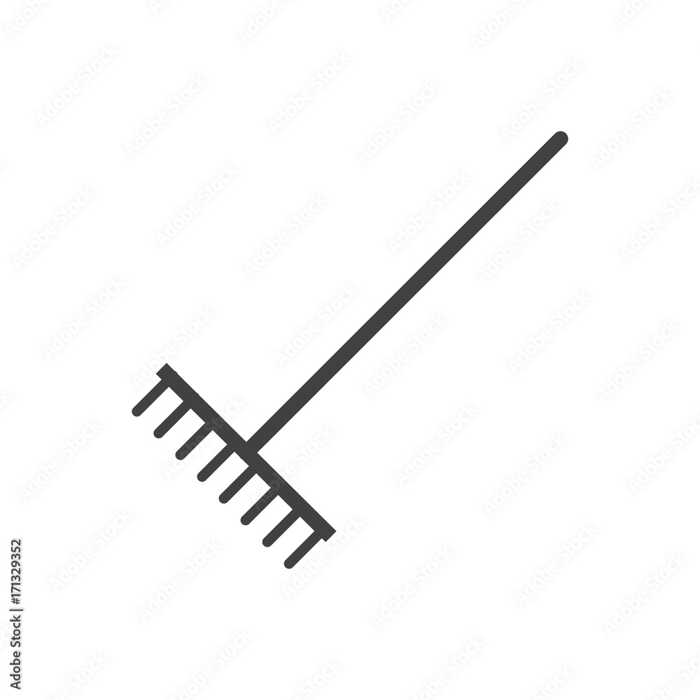 Isolated Rake Outline Symbol On Clean Background. Vector Harrow Element ...