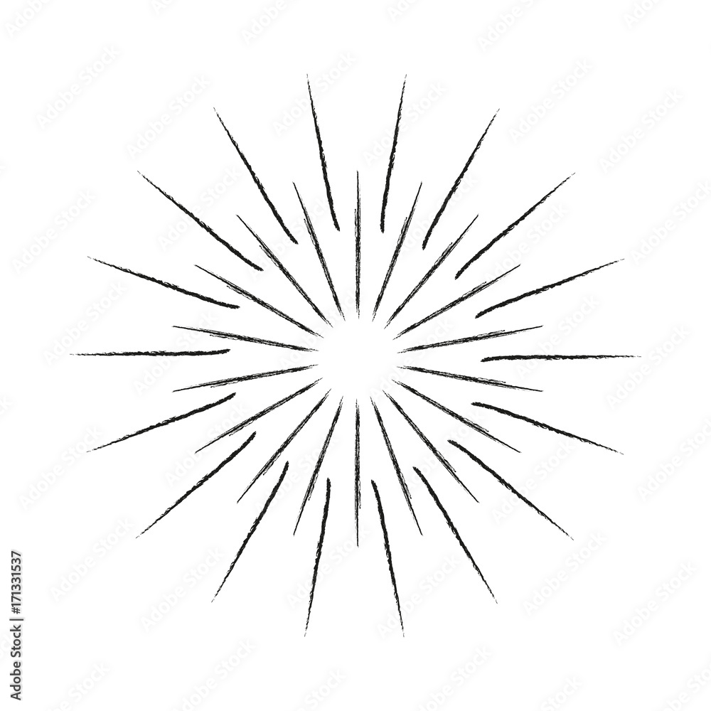 Linear drawing of rays of the sun in vintage style for web design Stock ...