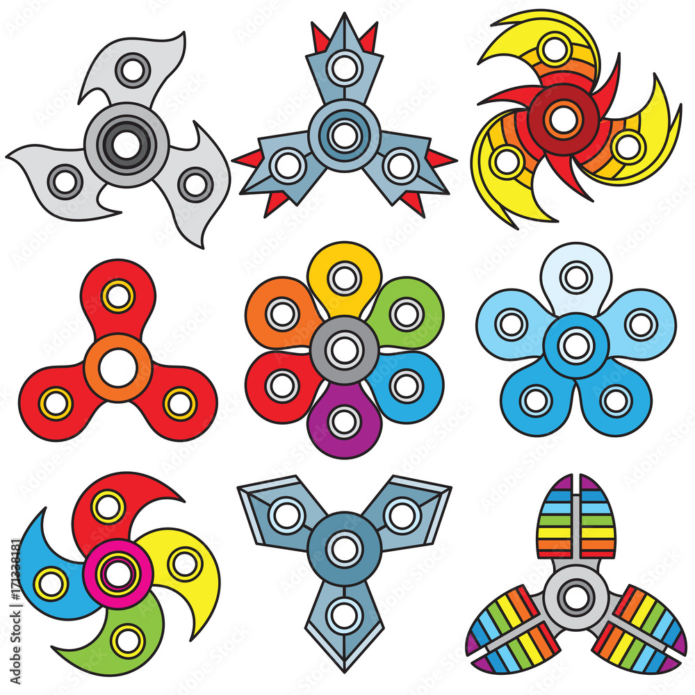 Cartoon Fidget Spinners vector de Stock | Adobe Stock