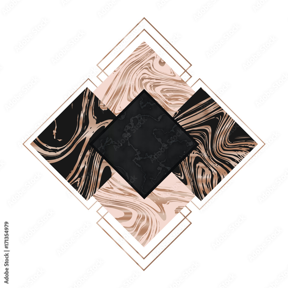 Luxury black marble stone texture, tile pattern with liquid gold ...