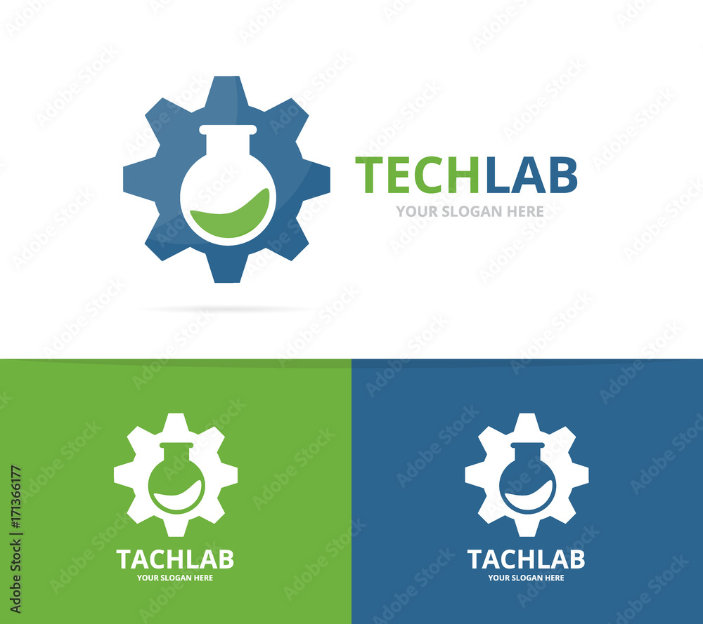 Vector of gear and bulb logo combination. Mechanic and lab symbol or ...