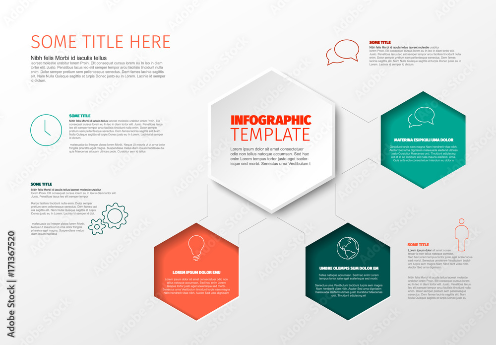 Colorful Hexagon Infographic Layout 2 Stock Template | Adobe Stock