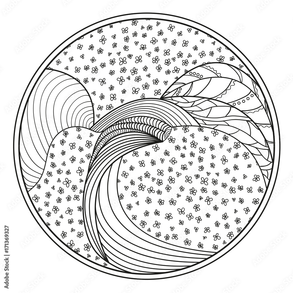 Mandala. Zentangle. Hand drawn circle zendala with abstract patterns on ...