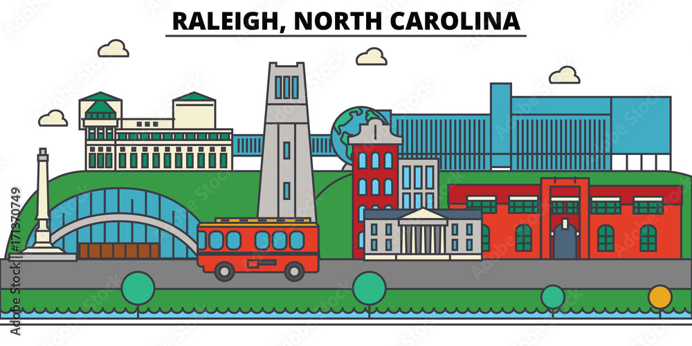 Raleigh, North Carolina. City skyline: architecture, buildings, streets ...