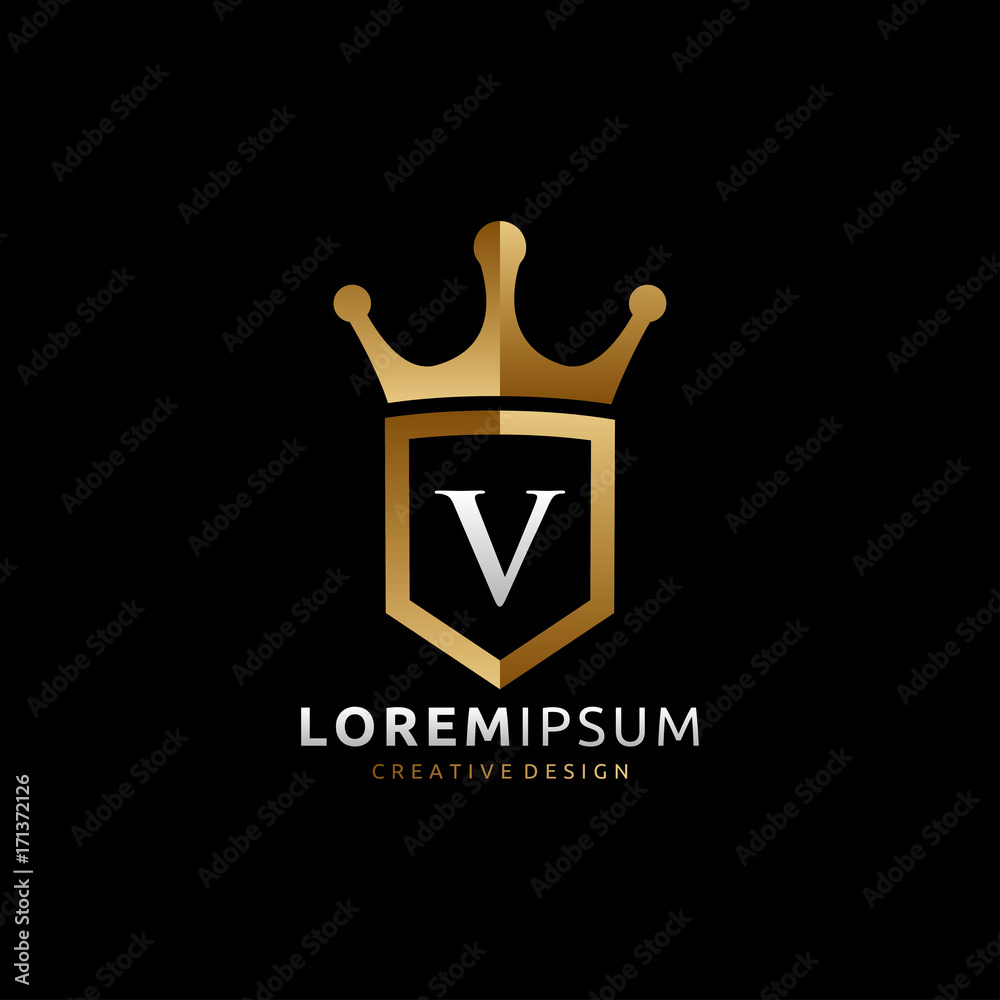 Royal King V Letter Logo Stock Vector | Adobe Stock