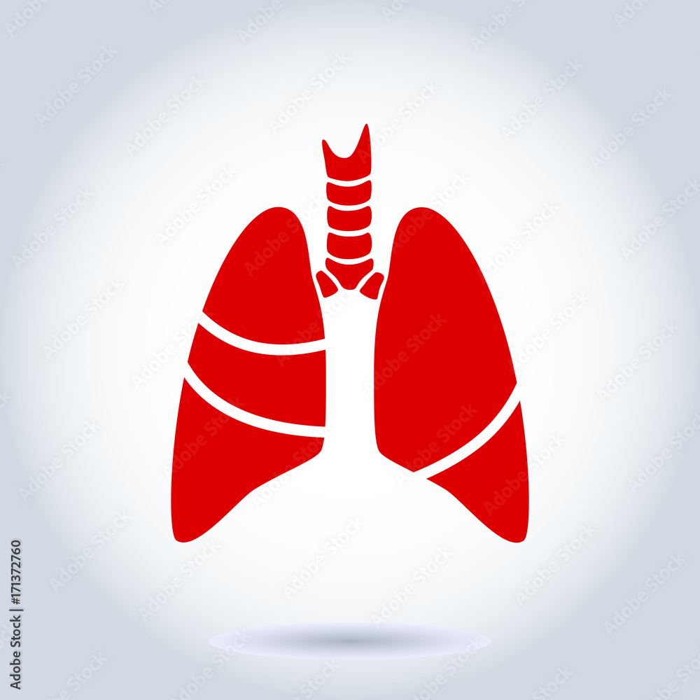 Vector silhouette medical illustration of human body organ - lungs with ...