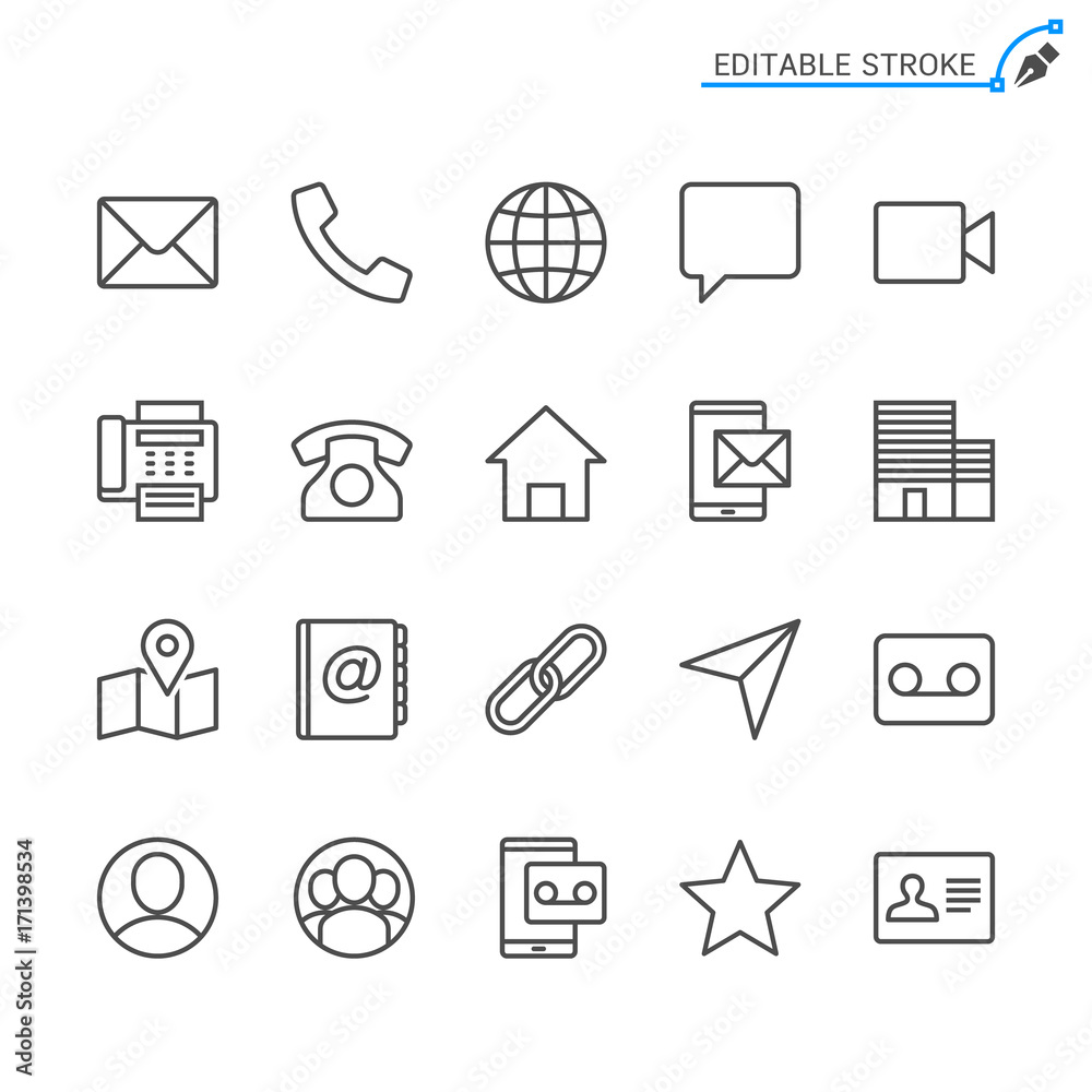Contact line icons. Editable stroke. Pixel perfect. Stock Vector ...