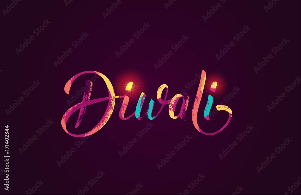 Happy Diwali colorful calligraphic lettering poster. Colorful hand ...