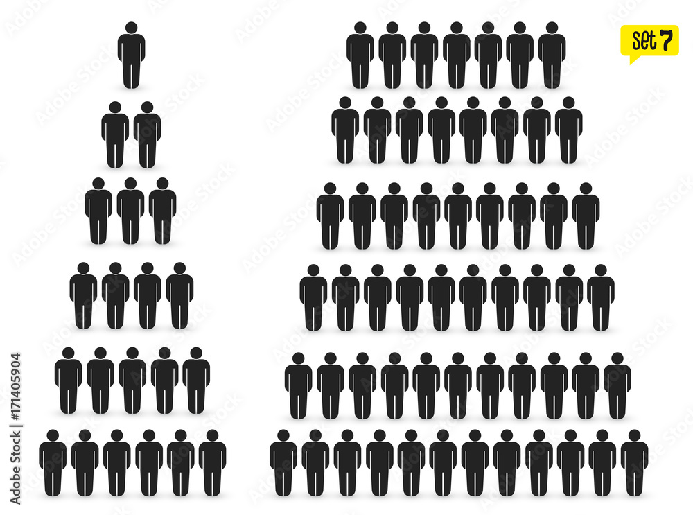 People icon with the shadow of the pyramid. Crowd signs. Persons symbol ...