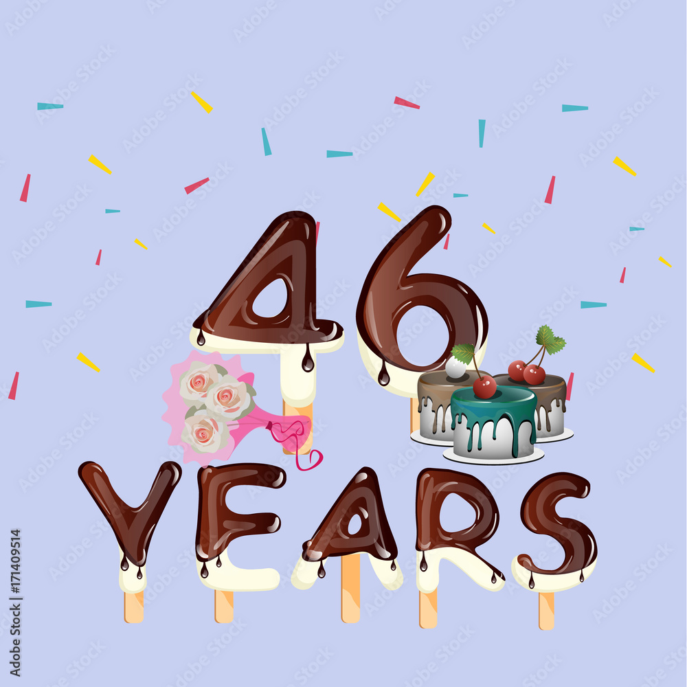 46th years Happy Birthday card Stock Vector | Adobe Stock