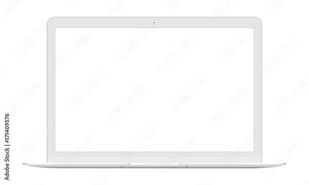 Laptop front view - white mockup isolated. Vector illustration Stock ...