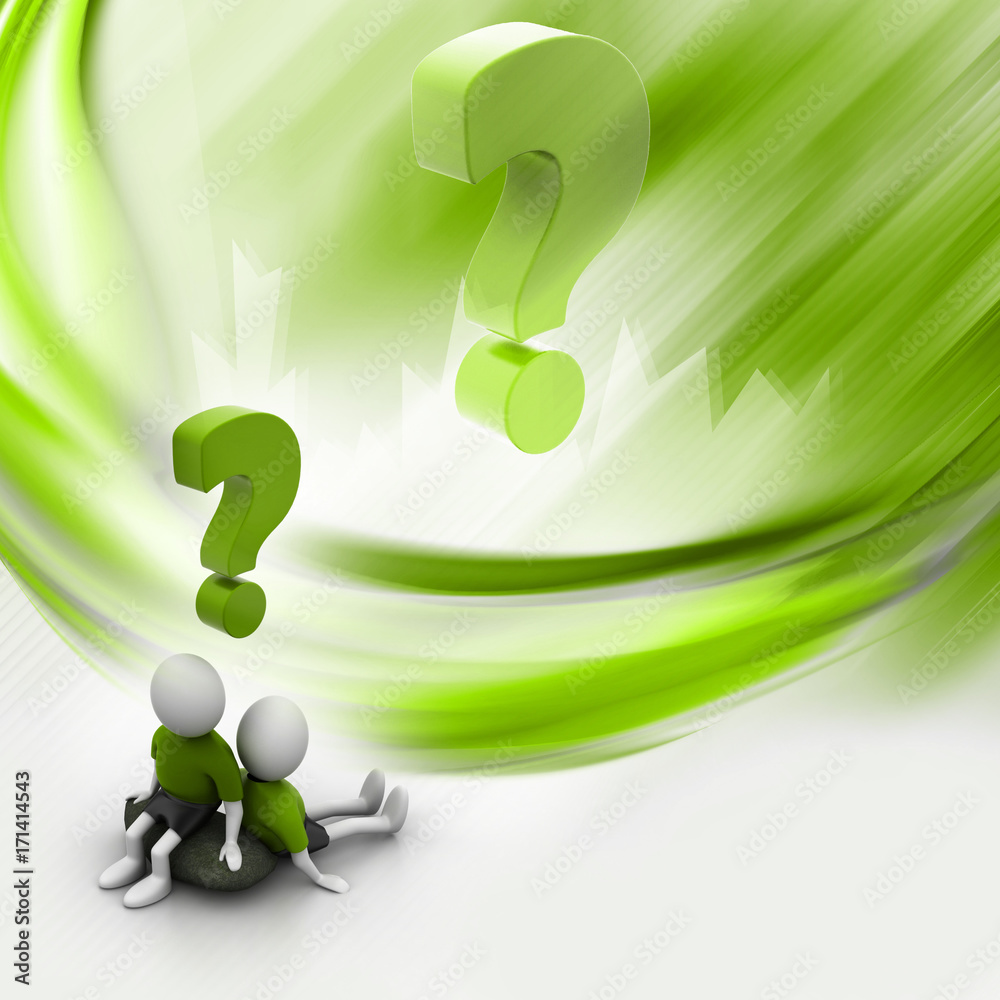3d people sitting with question mark isolated over white background ...
