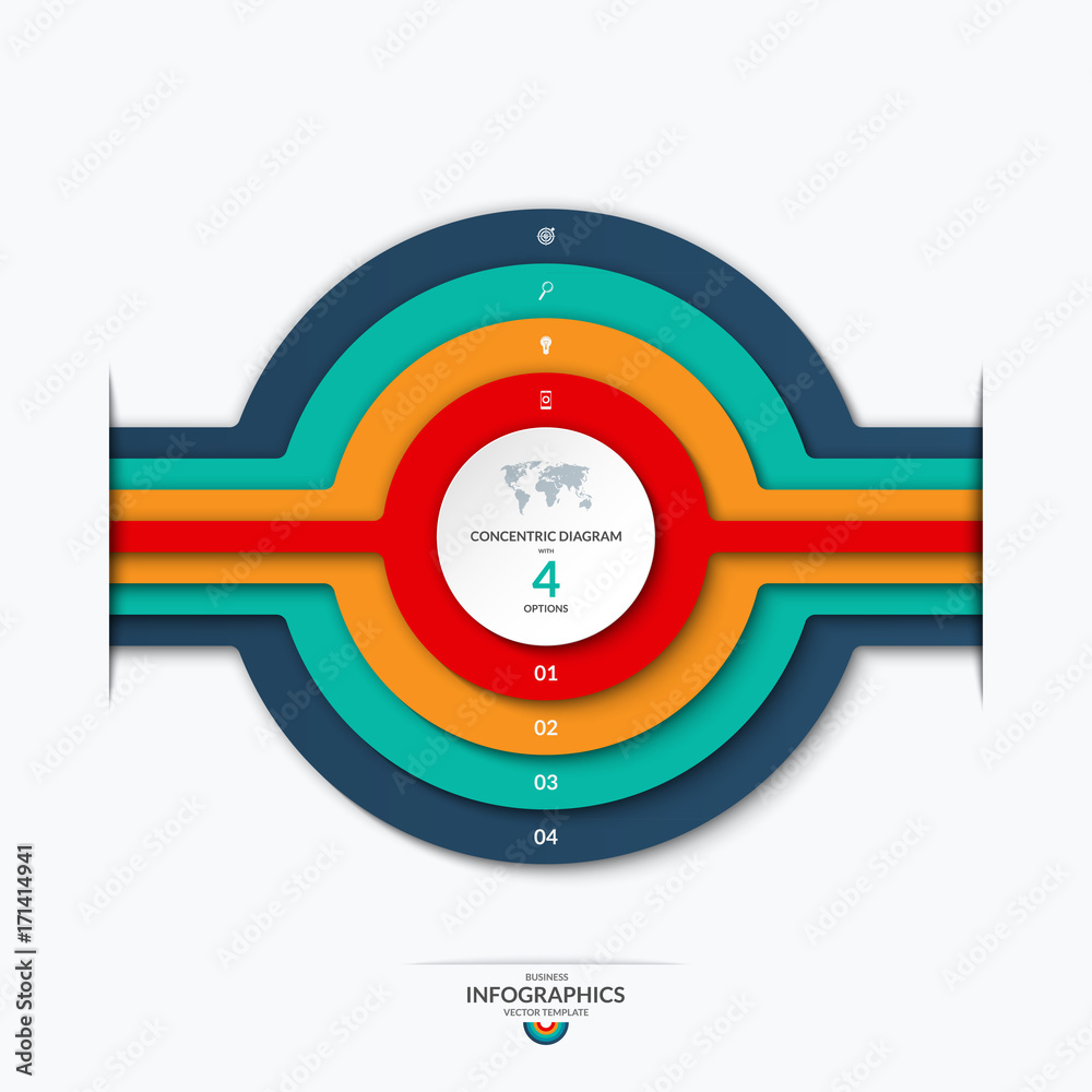 Concentric circles diagram for infographics . Vector banner with 4 ...