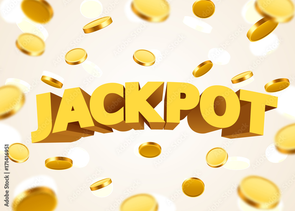 Jackpot sign with gold realistic 3d coins background. Stock Vector ...