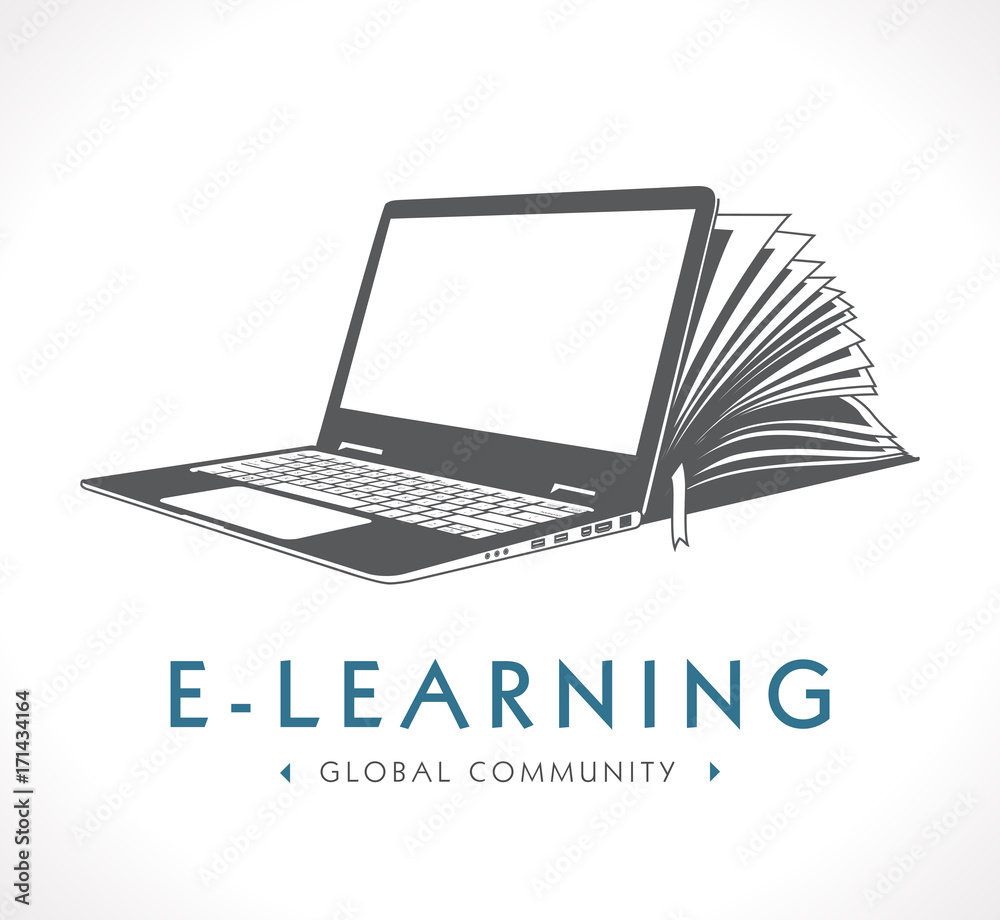 Elearning logo - ebook, e-learning and knowledge base concept Stock ...