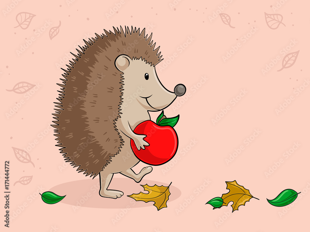 Igel Herbst Comic Stock-Vektorgrafik | Adobe Stock