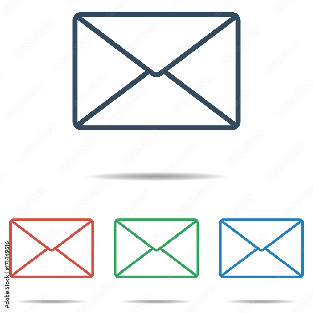 Envelope icon set - simple flat design isolated on white background ...