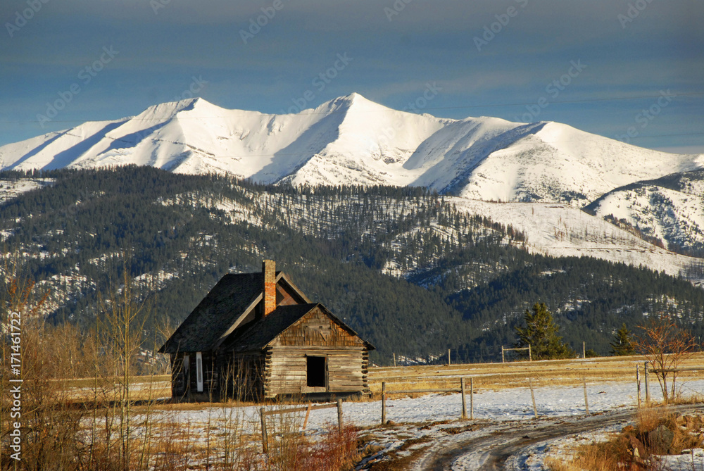 Mission Mountains Cabin Stock Photo | Adobe Stock
