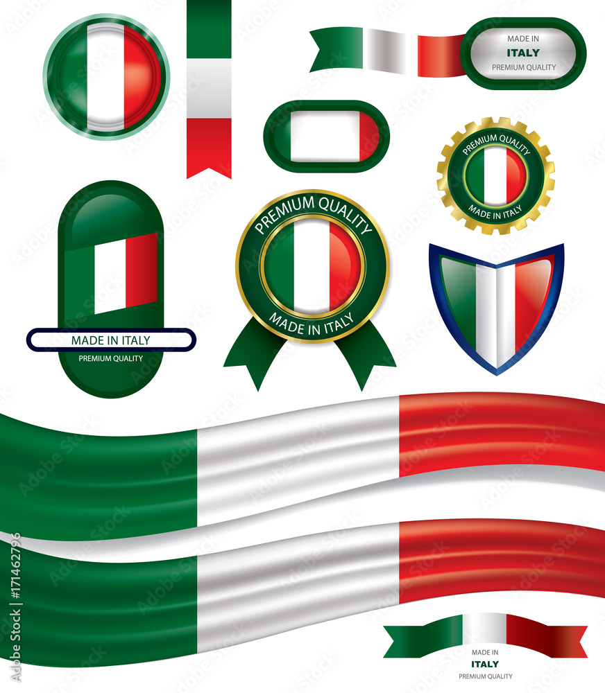 Made in Italy Seal, Italian Flag (Vector Art) Stock Vector | Adobe Stock