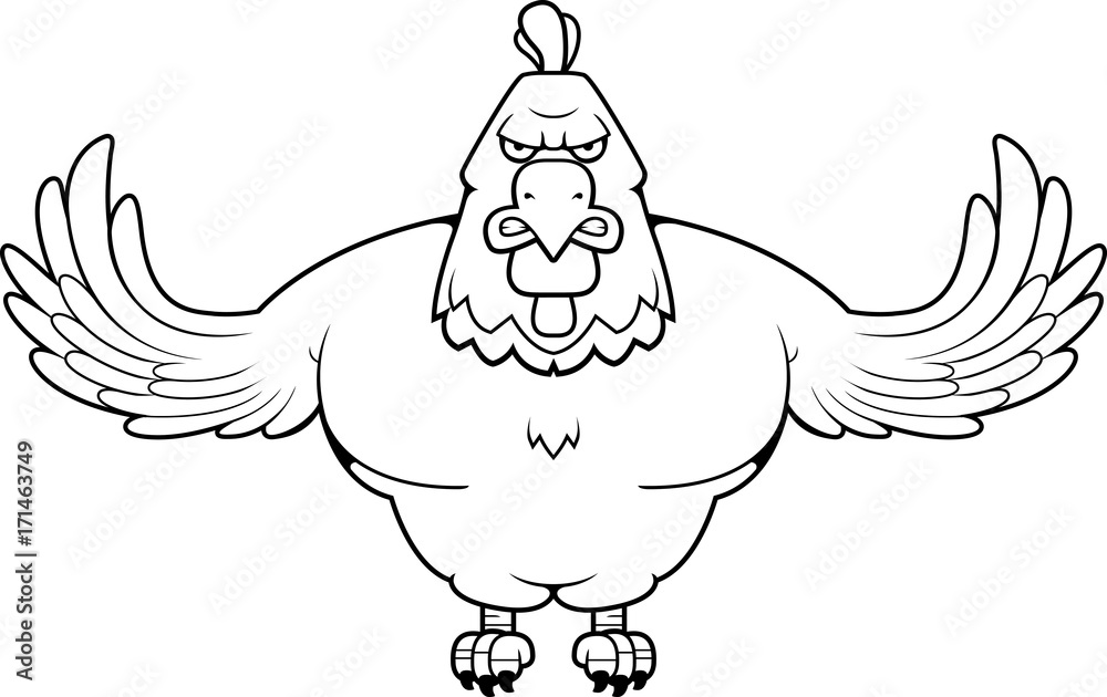 Cartoon Muscular Rooster Stock Vector | Adobe Stock