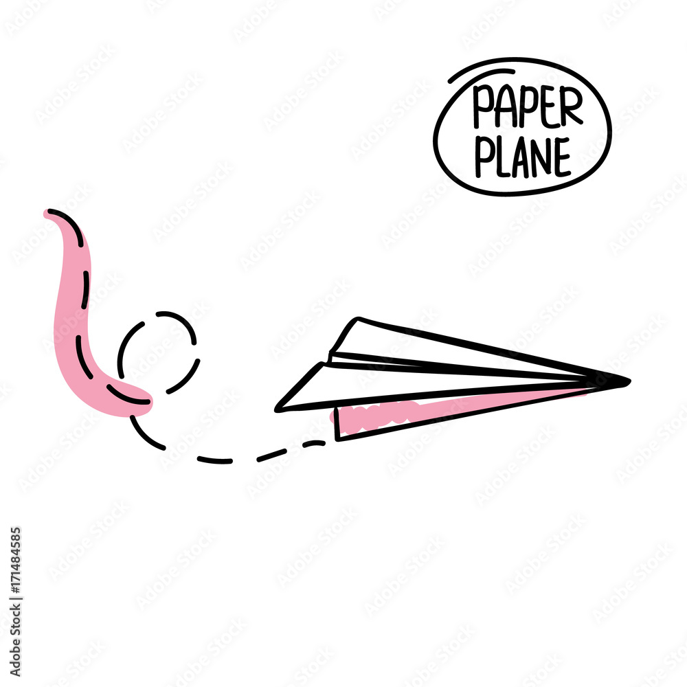 Vector paper airplane. Travel, route symbol. Vector illustration of ...