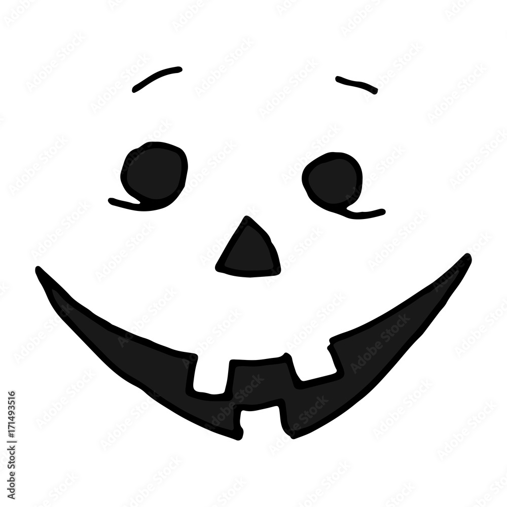Hand Drawn Halloween Set. Scary face. Stock Vector | Adobe Stock