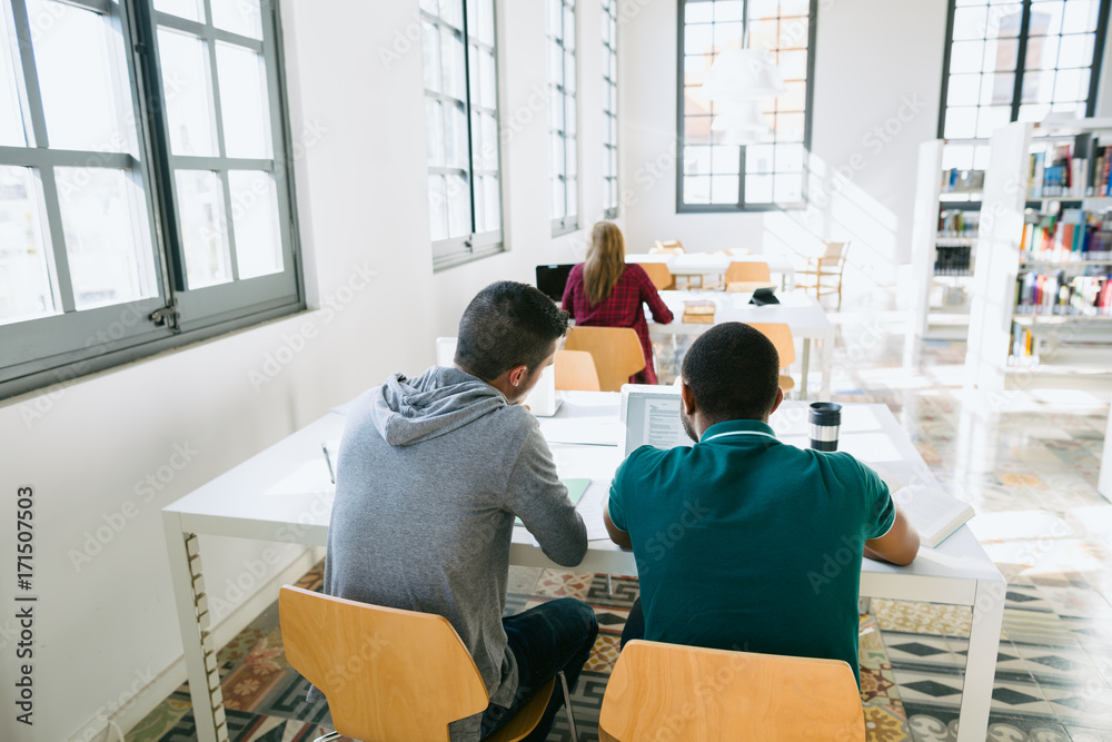 University teamwork studying together in a library. Stock Photo | Adobe ...