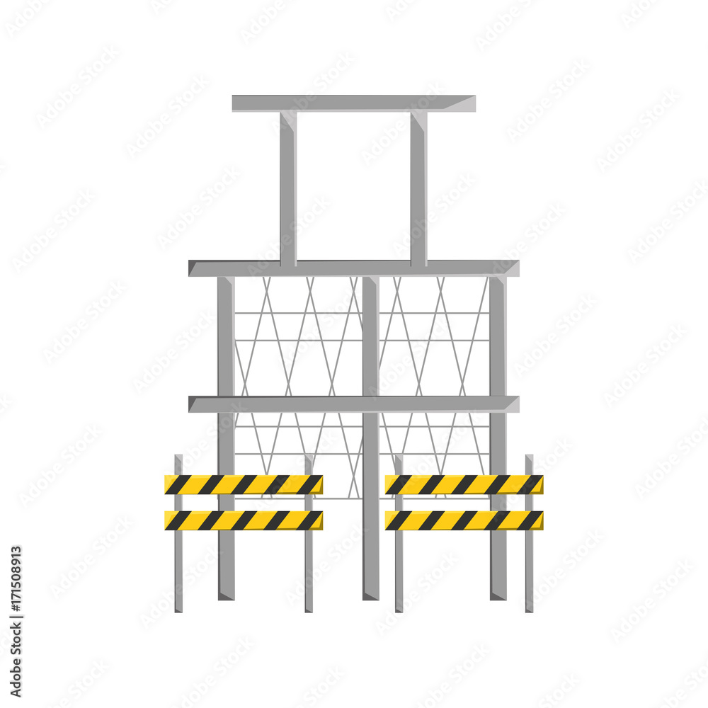 colorful scaffold and trafic barrier over white background vector ...