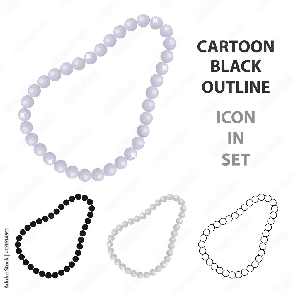 Pearl necklace icon in cartoon style isolated on white background ...