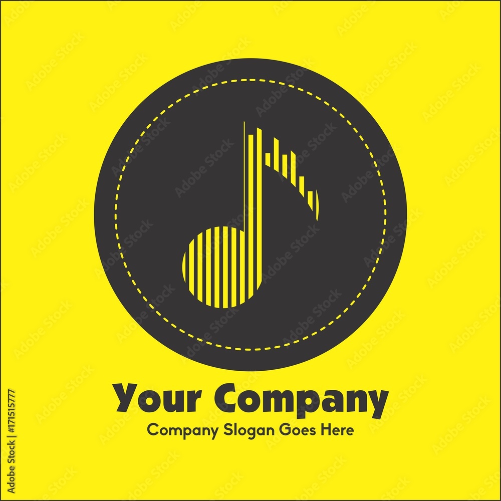 Music Note Logo Vector Illustration with Graphic Wave Isolated in ...