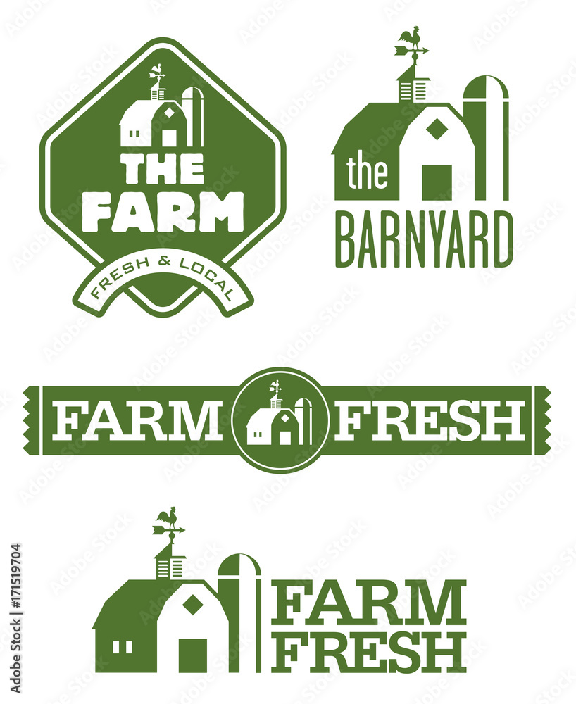 Farm and Barn Logos Set of four farm and barn logo designs for farm ...