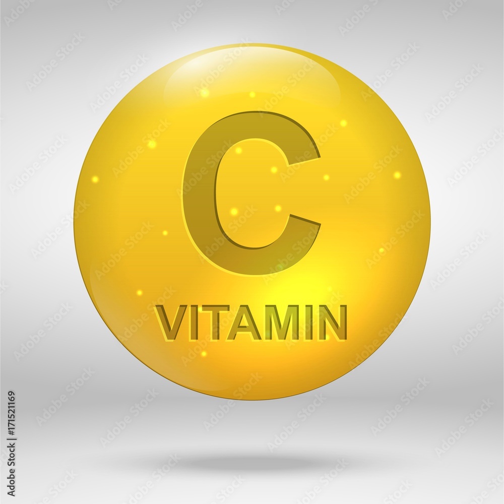 vitamin C drop pill capsule icon. Ascorbic acid Stock Vector | Adobe Stock