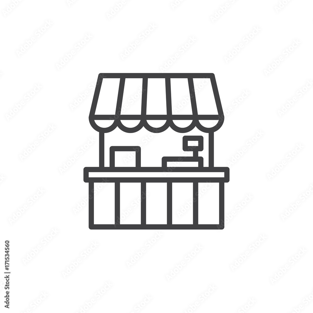 Food stall line icon, outline vector sign, linear style pictogram ...