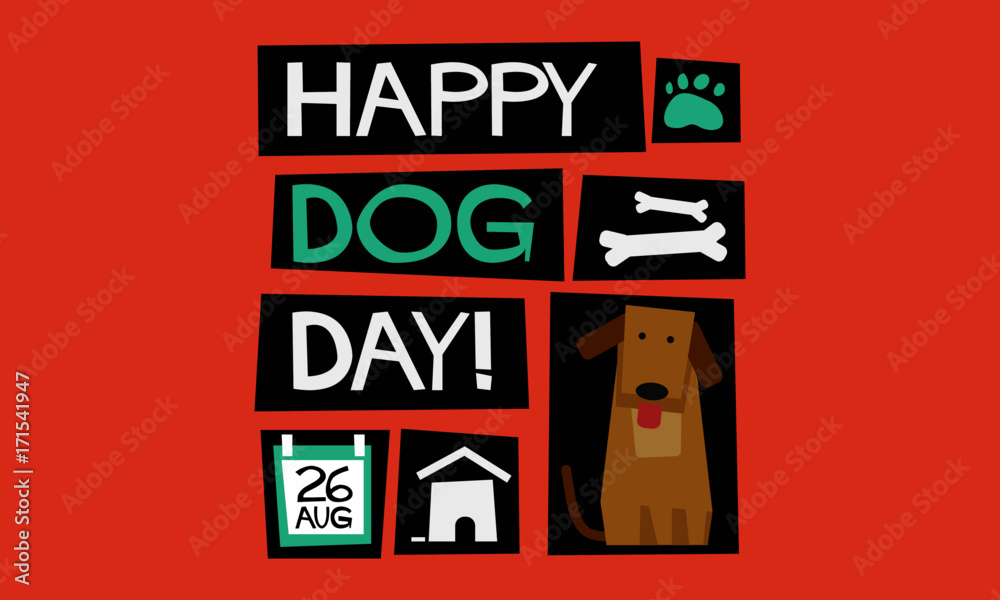 Happy National Dog Day 26 August (Flat Style Vector Illustration Pet ...
