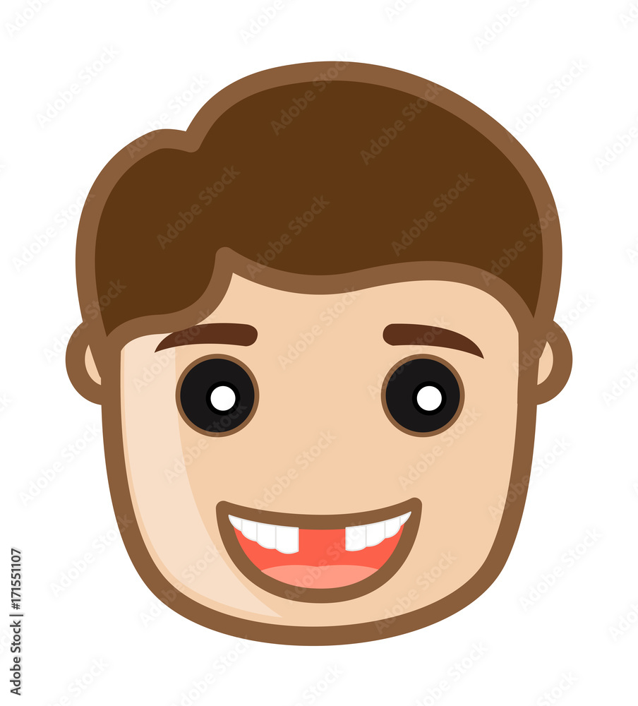 Broken Teeth Smile - Cartoon Man Face Stock Vector | Adobe Stock