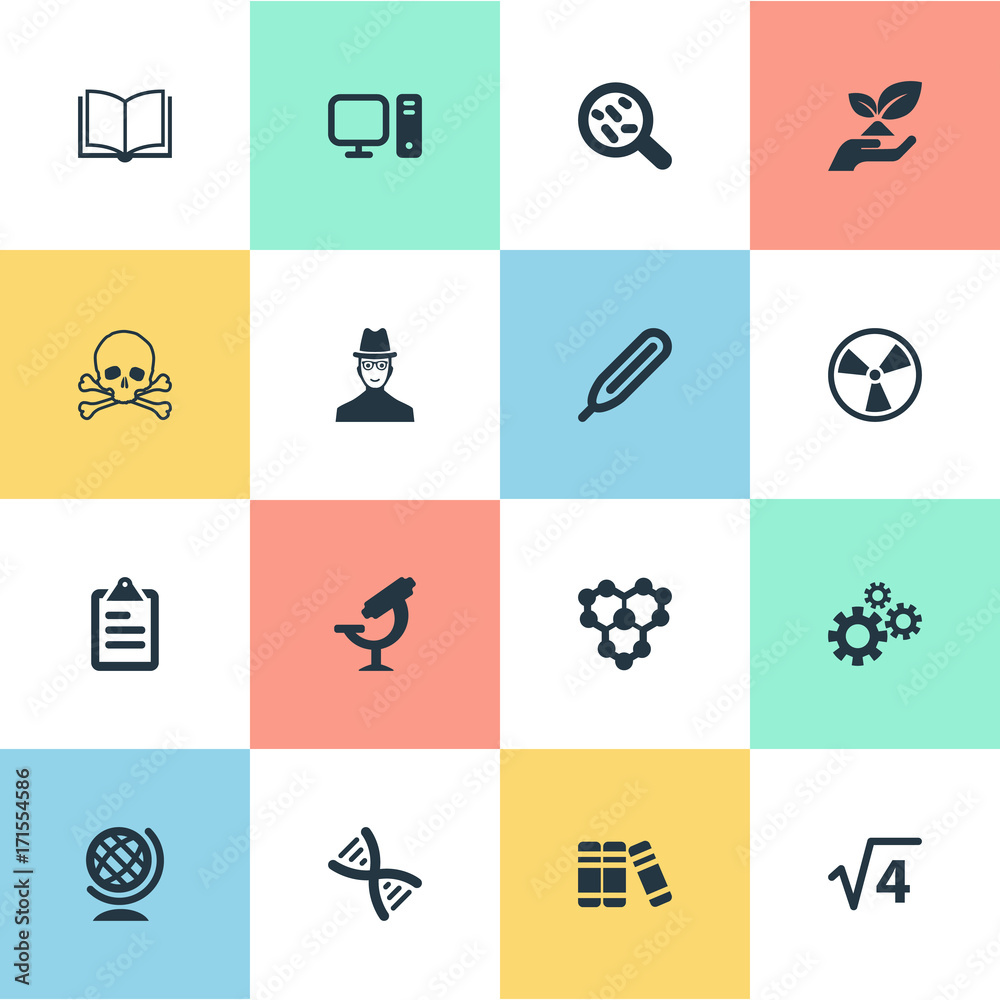 Vector Illustration Set Of Simple Science Icons. Elements Toxic ...
