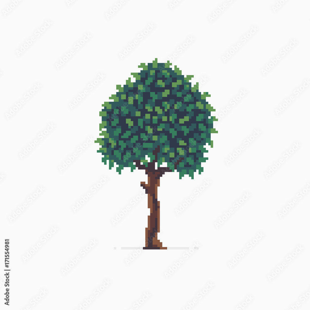Pixel Art Tree Stock Vector | Adobe Stock