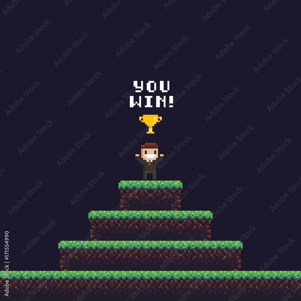 Pixel Art Winner Stock Vector | Adobe Stock