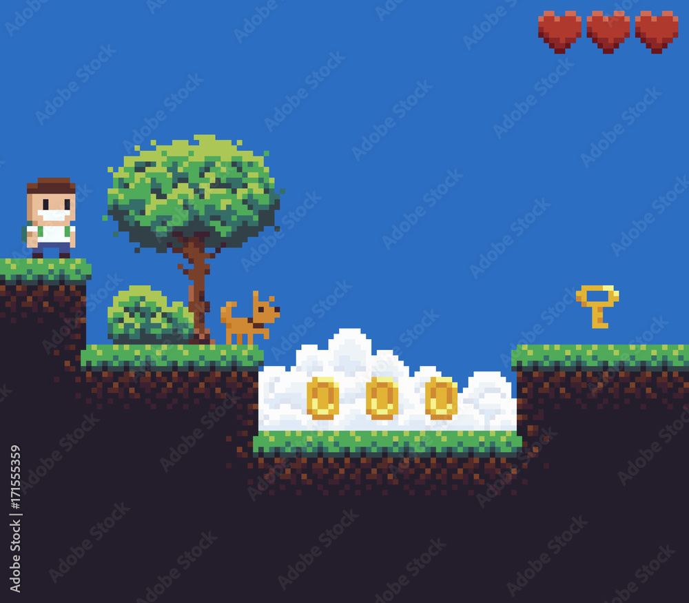 Pixel Art Scene Stock Vector | Adobe Stock