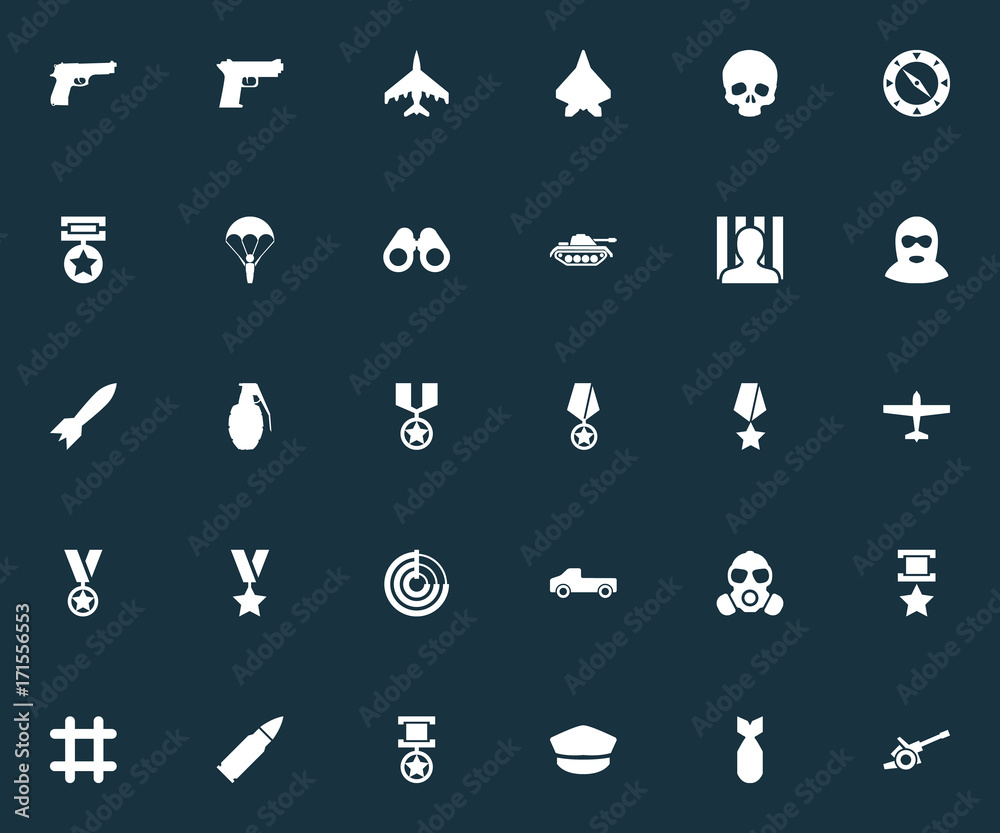 Vector Illustration Set Of Simple Battle Icons. Elements War-Plane ...
