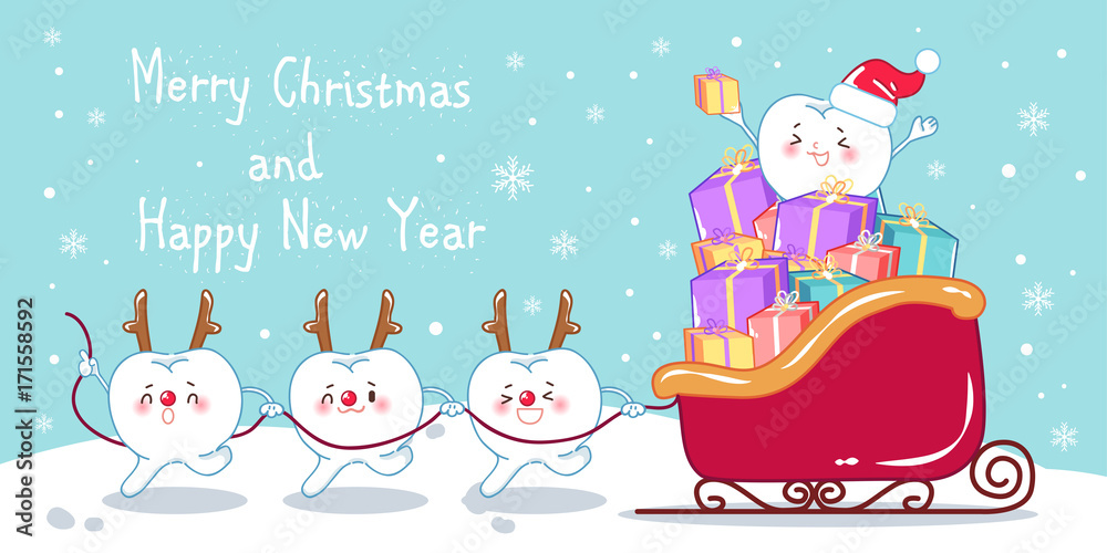 tooth with merry christmas Stock Vector | Adobe Stock