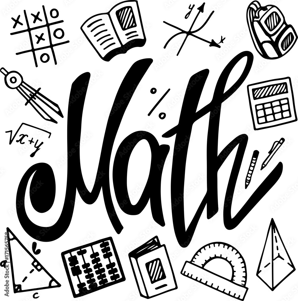 Vector illustration in doodle style for Mathematic lessons. Back to ...