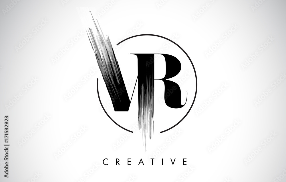 VR Brush Stroke Letter Logo Design. Black Paint Logo Leters Icon. Stock ...