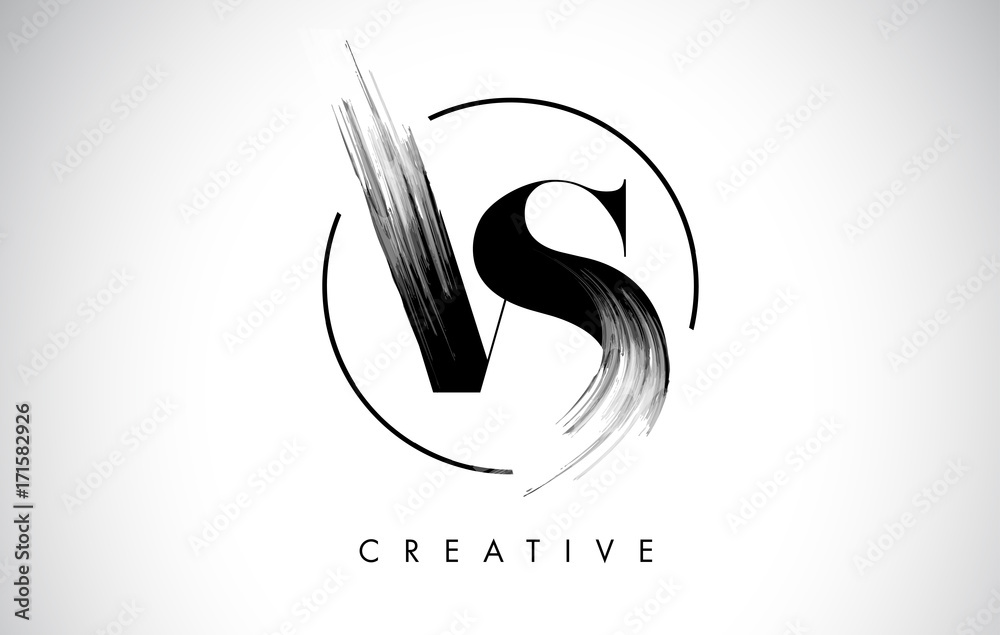 VS Brush Stroke Letter Logo Design. Black Paint Logo Leters Icon. Stock ...