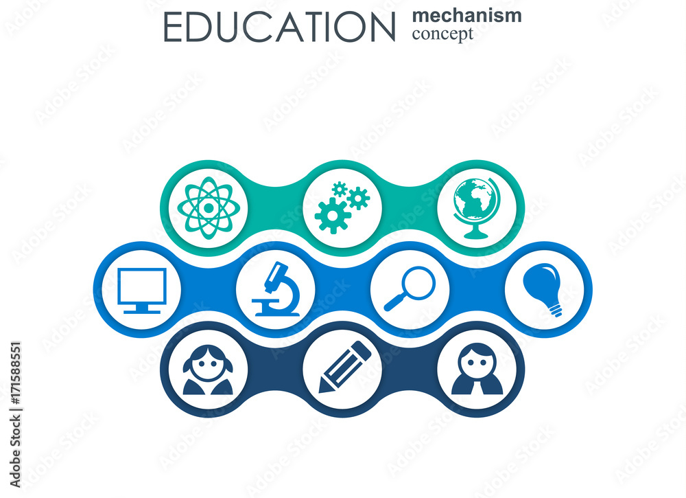 Education network. Hexagon abstract background with lines, polygons ...