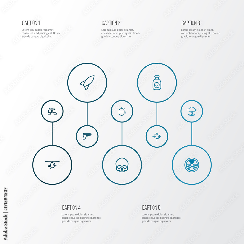 Combat Outline Icons Set. Collection Of Venom, Military, Atomic Bomb ...