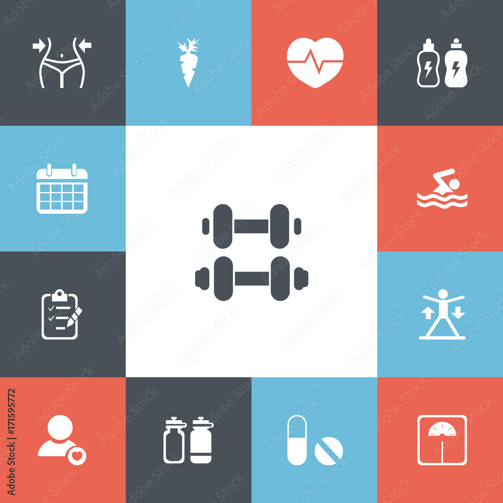 Set Of 13 Editable Exercise Icons. Includes Symbols Such As Training ...