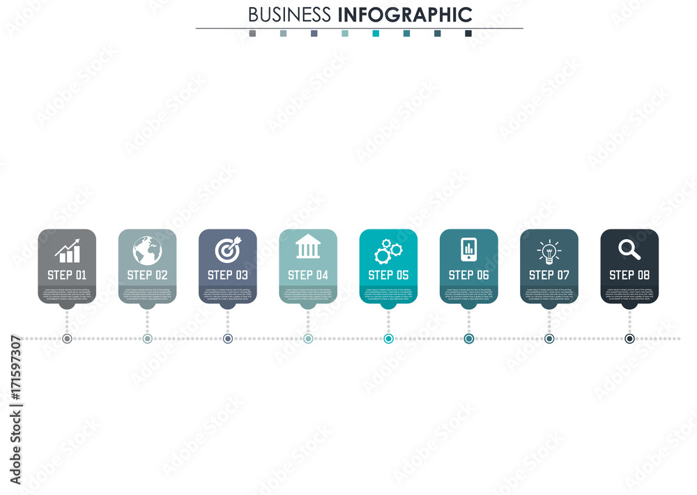 Business data, chart. Abstract elements of graph, diagram with 8 steps ...