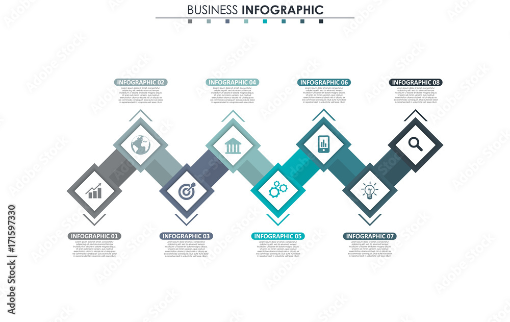 Business data, chart. Abstract elements of graph, diagram with 8 steps ...