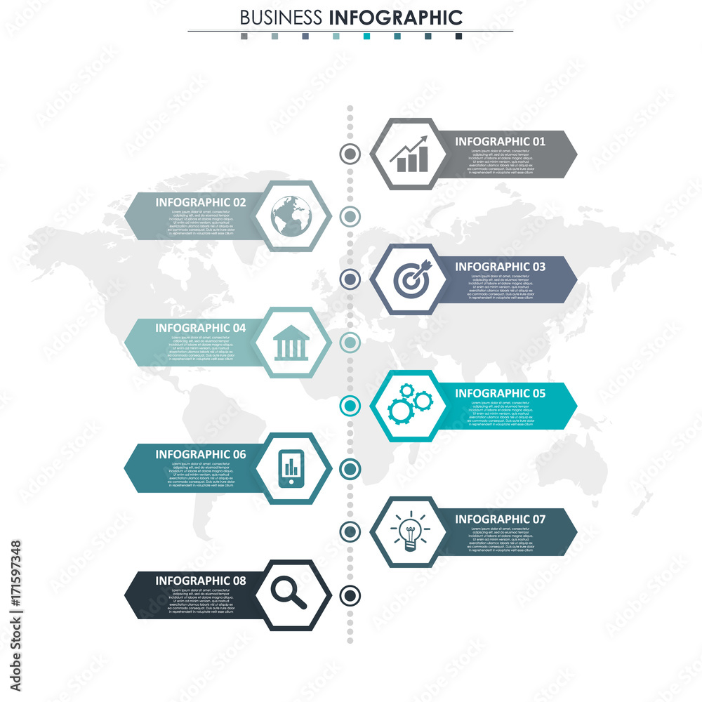 Business data, chart. Abstract elements of graph, diagram with 8 steps ...